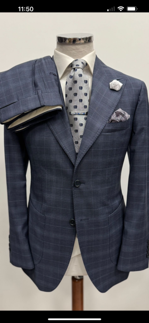 Light Gray plaid super 180 wool suit - Winston & Lee